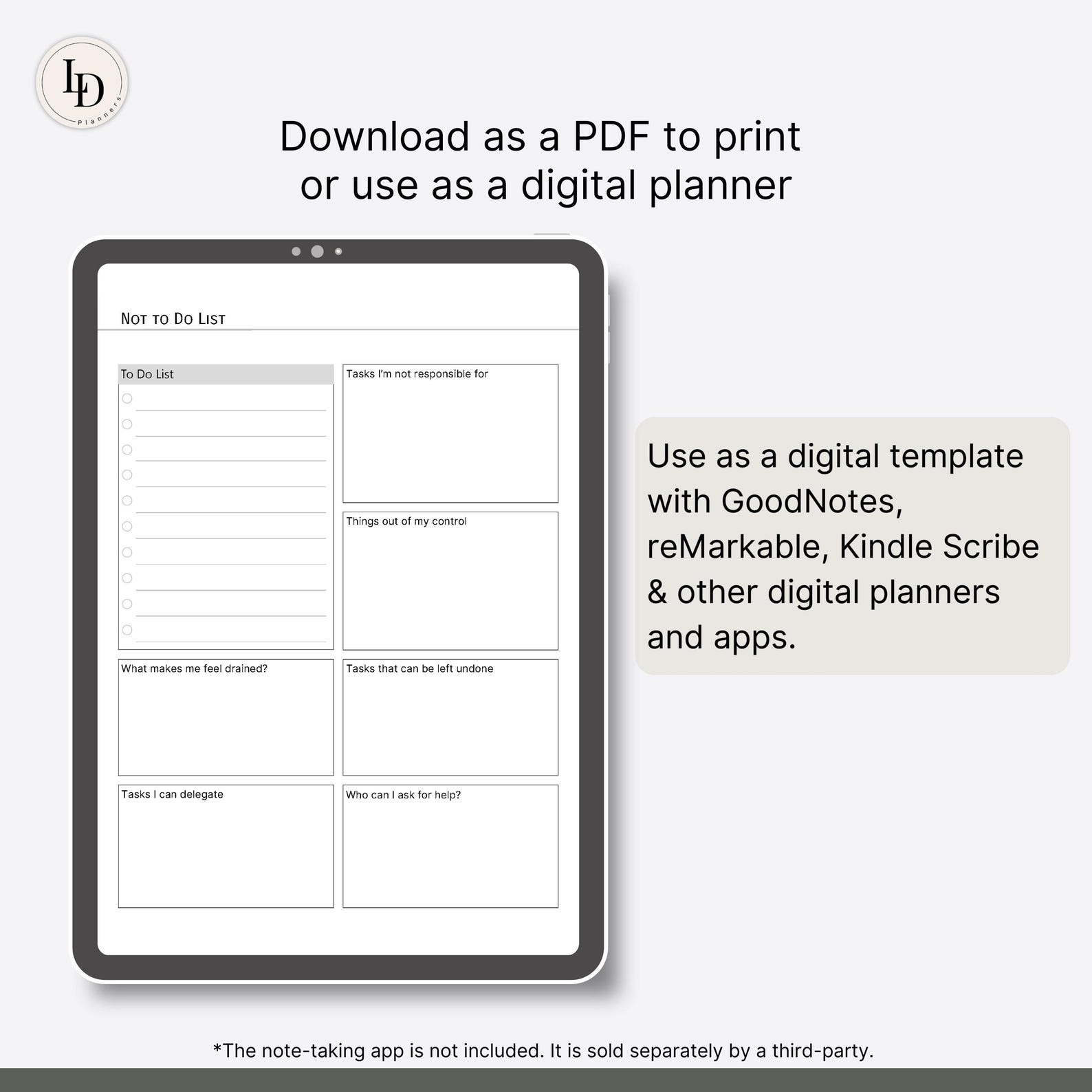 Not to Do List, Planner Insert (printable PDF Template) - Etsy