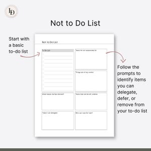 Not to Do List, Planner Insert (printable PDF Template) - Etsy