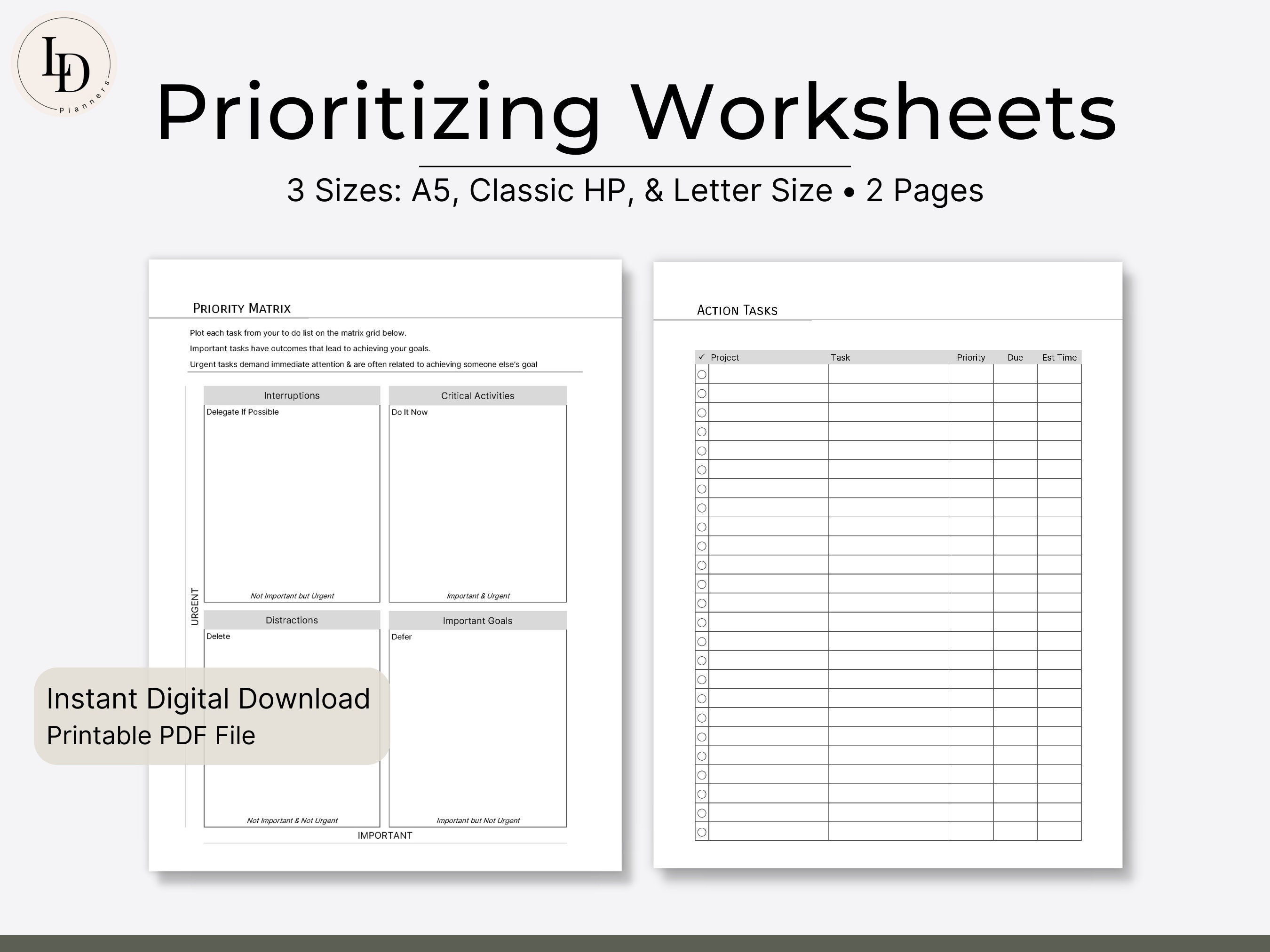 Prioritizing Worksheets Productivity Planner Inserts - Etsy