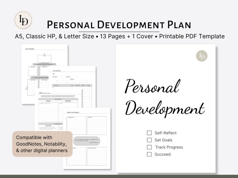 Personal Development Planner printable PDF Template - Etsy