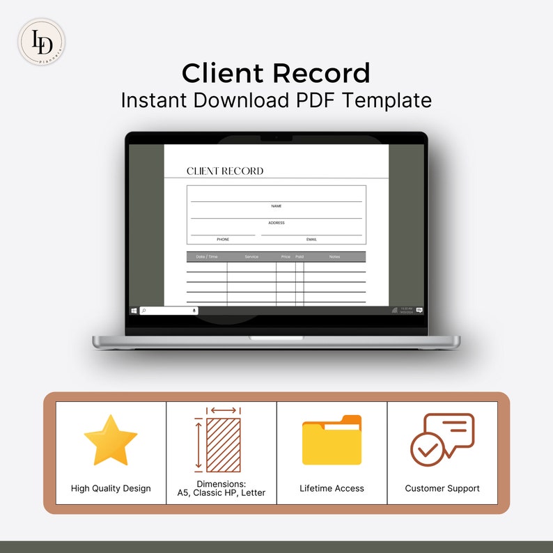 Client Record | Small Business CRM System | Digital Planner Insert ...