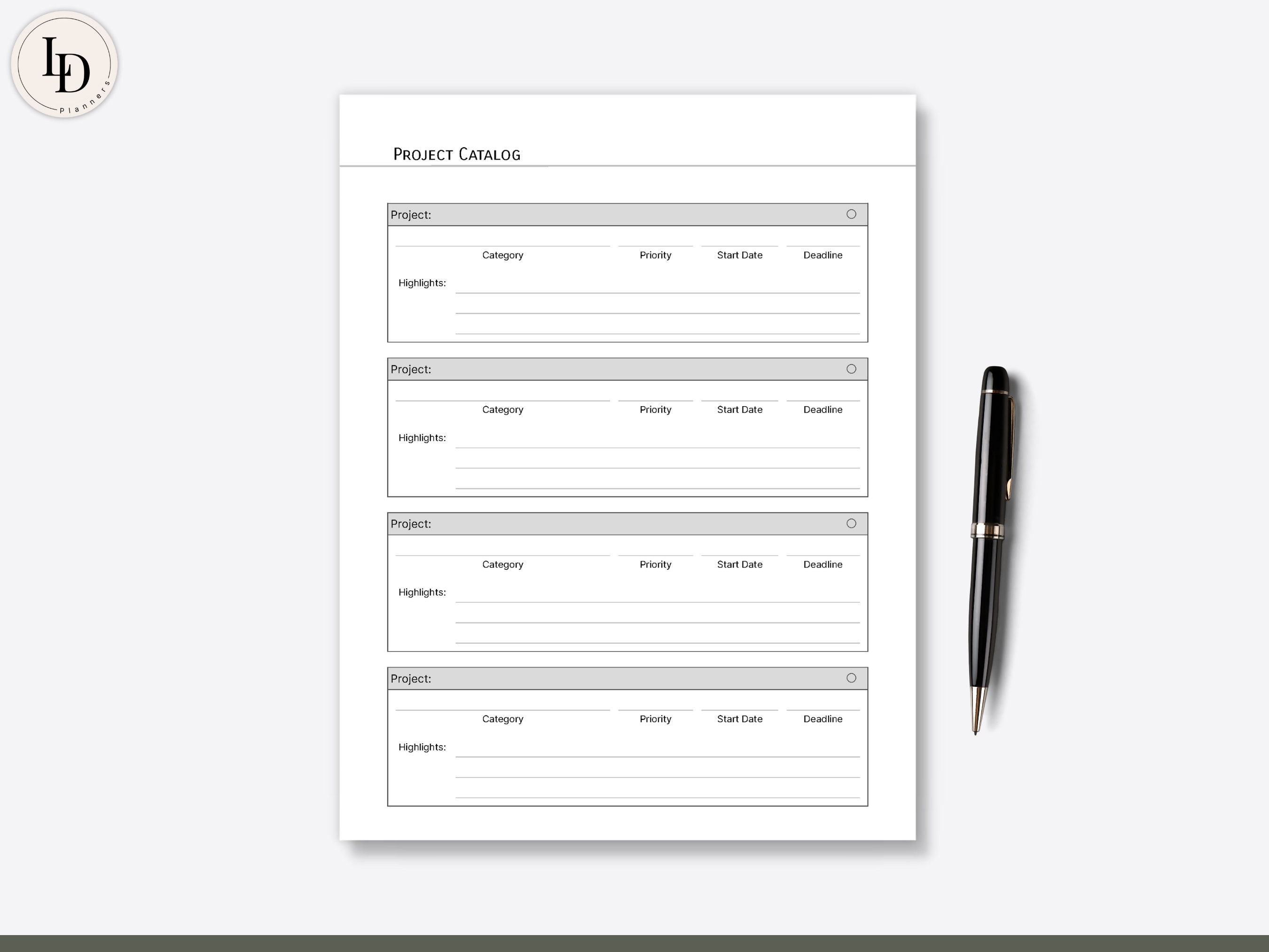 Project Catalog Summarized Project Tracker Productivity Planner Insert ...