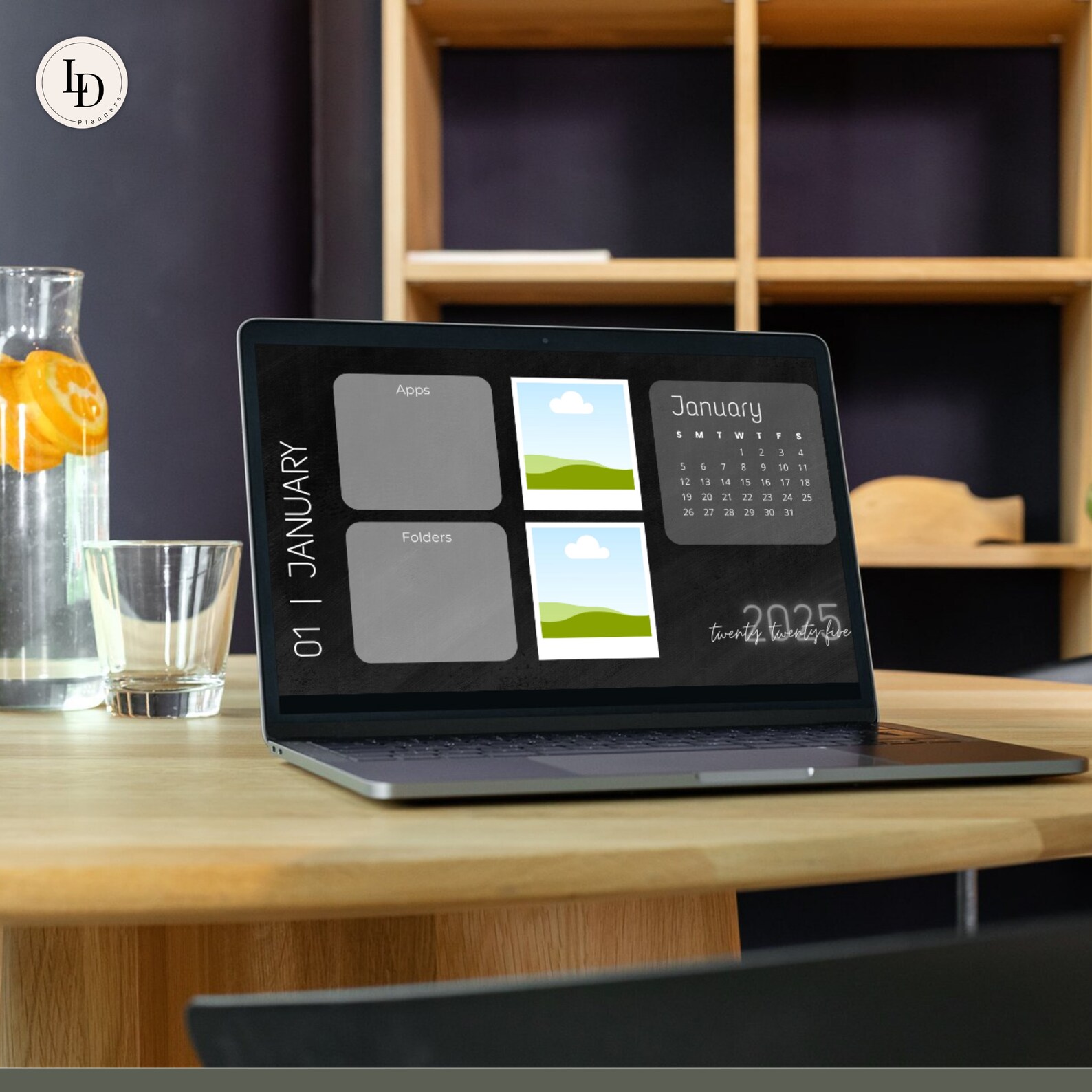 2024-2025 Black & White Desktop Organizer (18 Months) | Minimalist ...