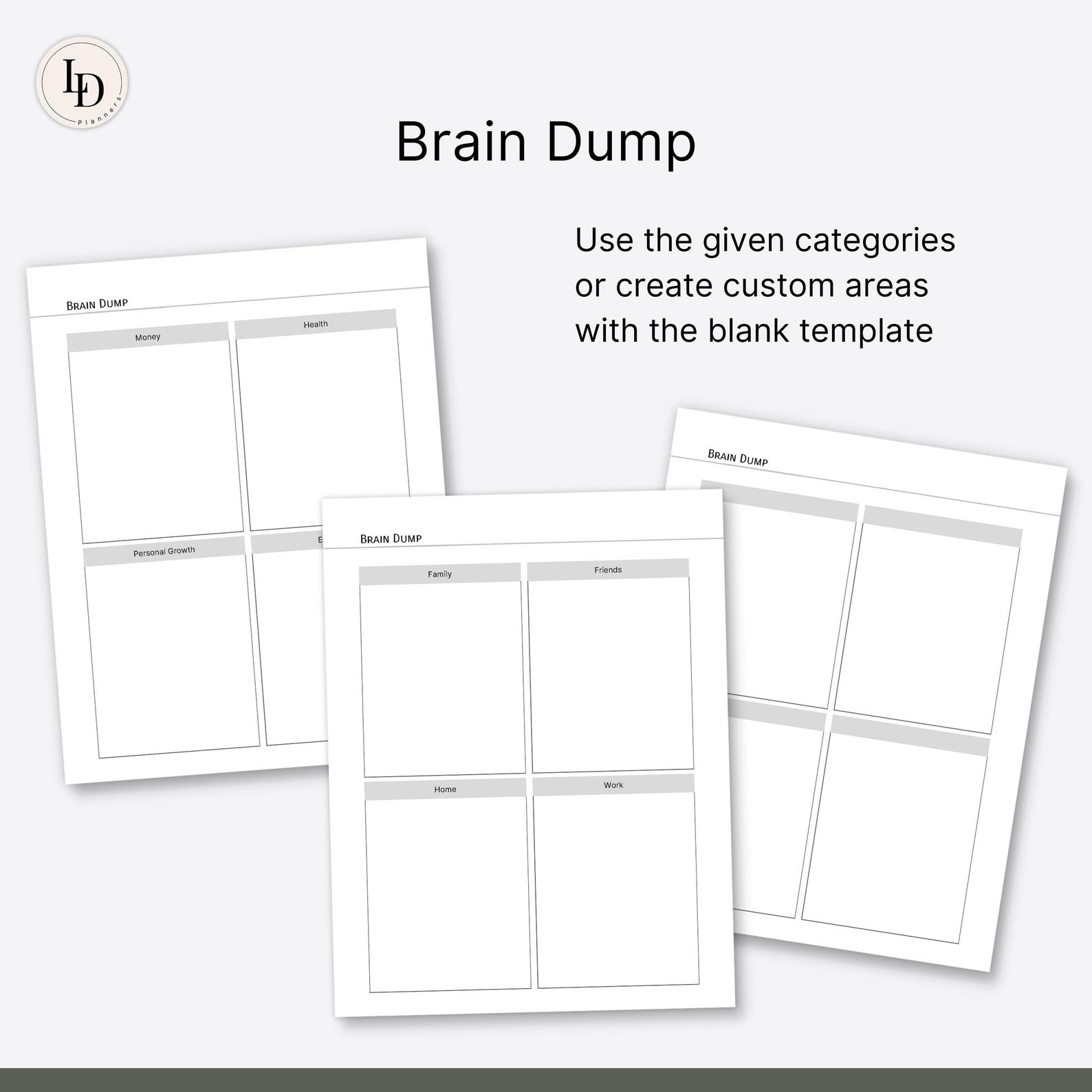 Brain Dump & Trigger List, Planner Insert (printable PDF Template) - Etsy