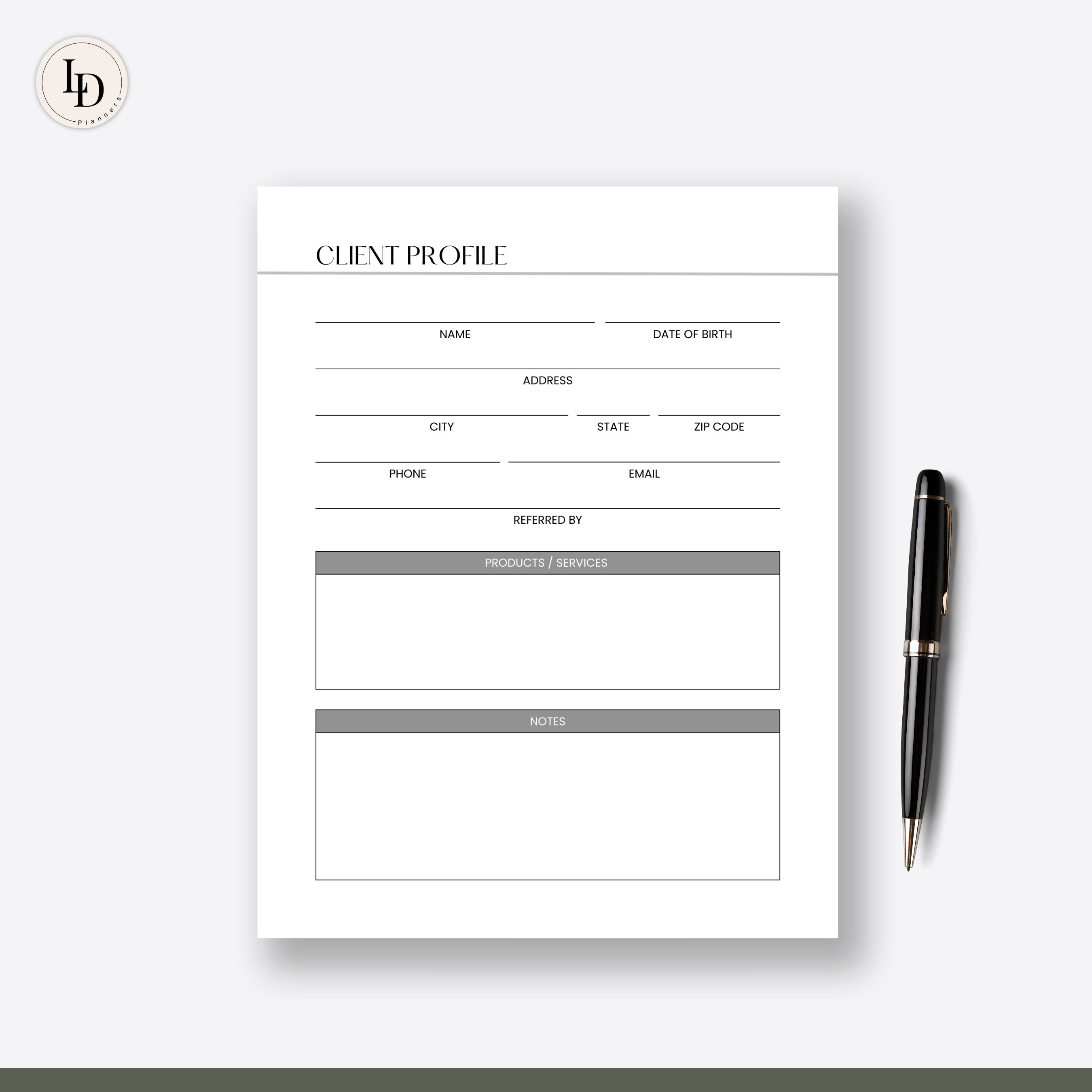 Client Profile Worksheet | Small Business CRM System | Digital Planner Insert | Instant PDF ...