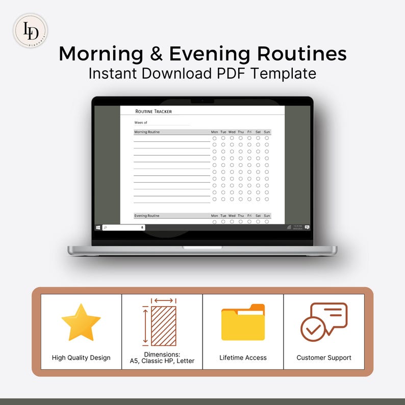 Morning & Evening Routine, Intentional Planning Insert | Minimalist ...