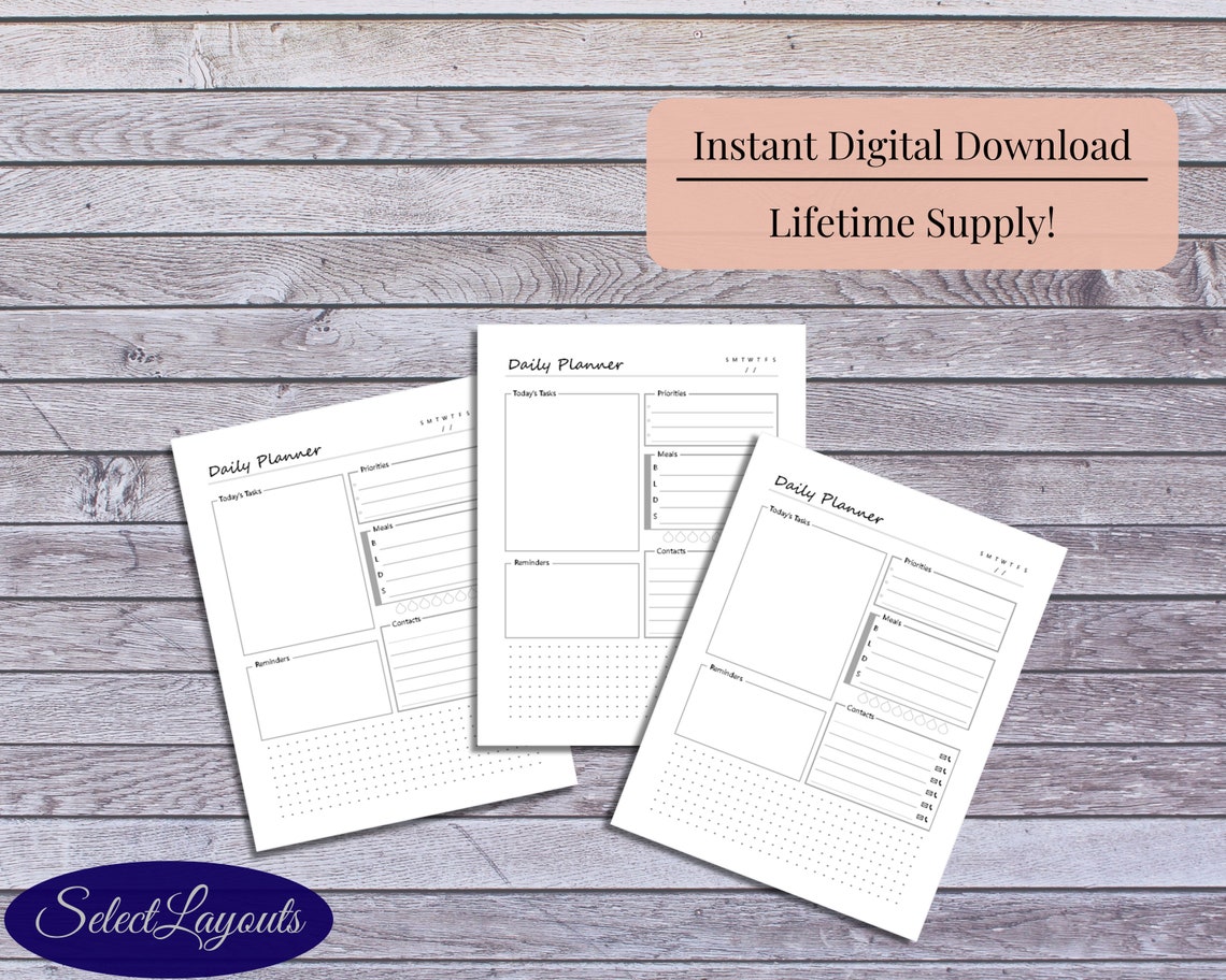 Daily Planner Inserts printable PDF Template | Etsy