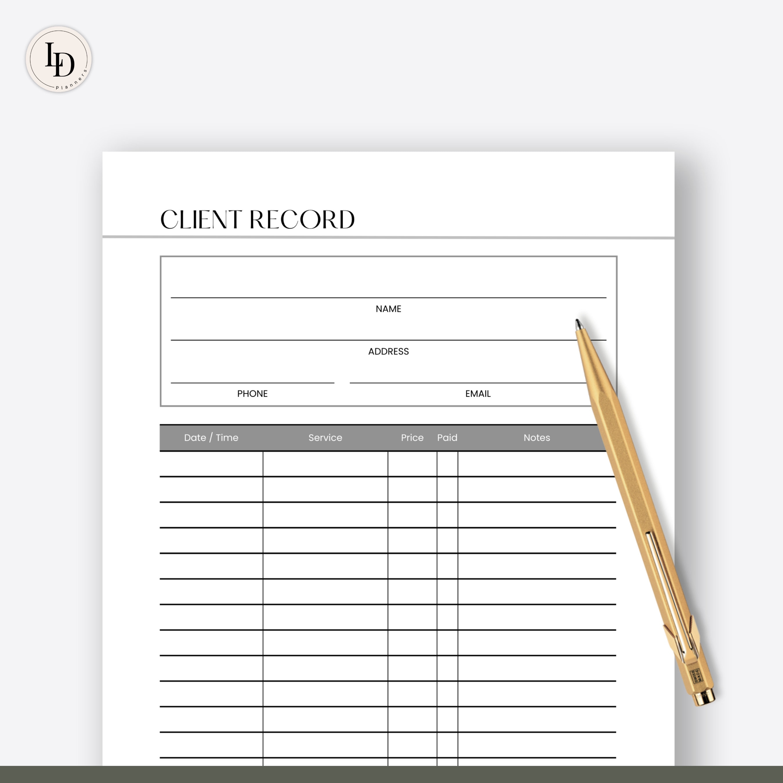Client Record | Small Business CRM System | Digital Planner Insert ...