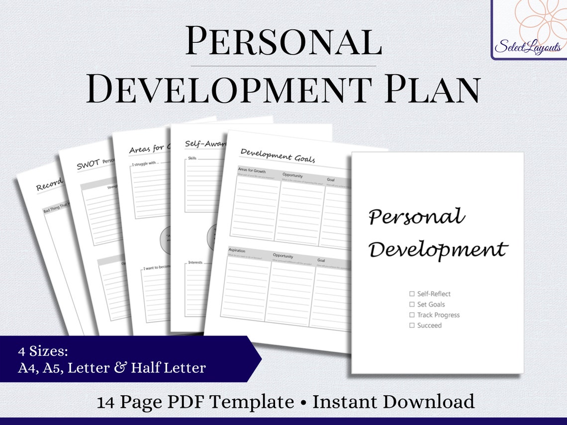 Personal Development Planner printable PDF Template - Etsy