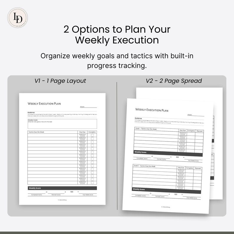 Execution Pack, Inspired by the 12 Week Year | Digital Planner Inserts ...