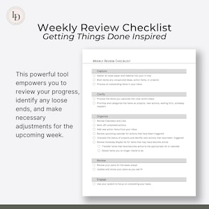 GTD Inspired Weekly Review Checklist, Digital Planner Insert (printable ...