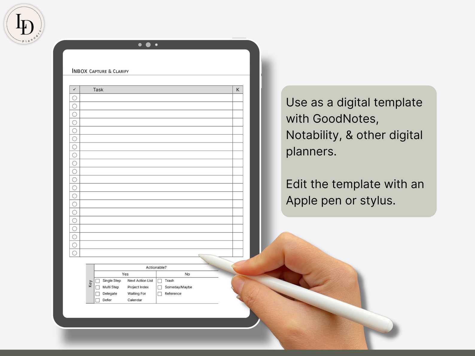Inbox: Capture & Clarify, GTD Inspired Productivity Planner Inserts ...