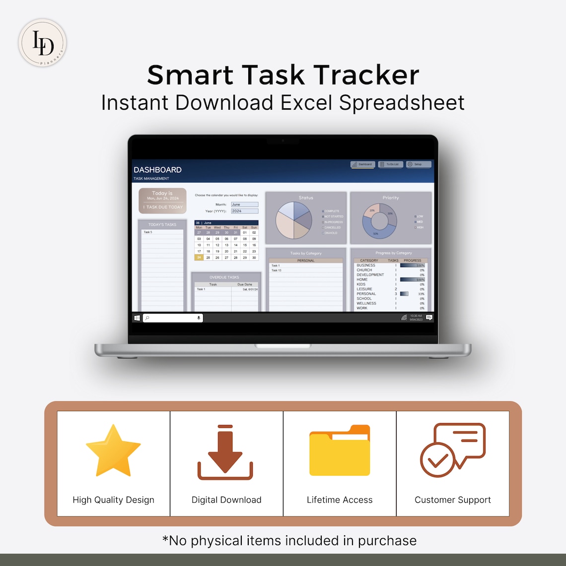 Master To-do List & Interactive Dashboard | Digital Planner | Simple Excel Spreadsheet Template ...