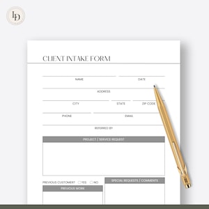 Client Intake Form | Small Business CRM System | Digital Planner Insert | Instant Download ...