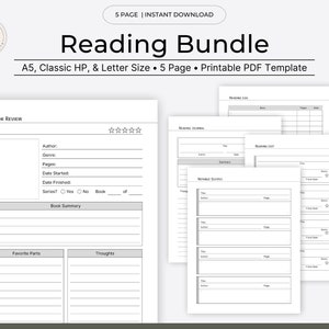 Reading Tracker Bundle | Book Planner Inserts | Digital Planner ...