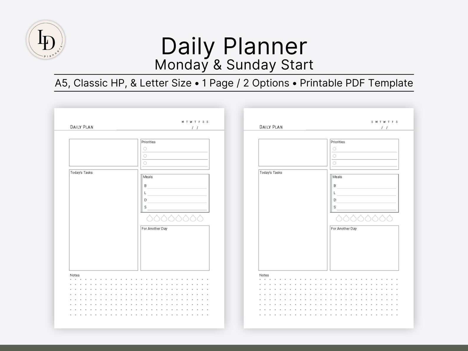 Daily Planner Inserts printable PDF Template - Etsy