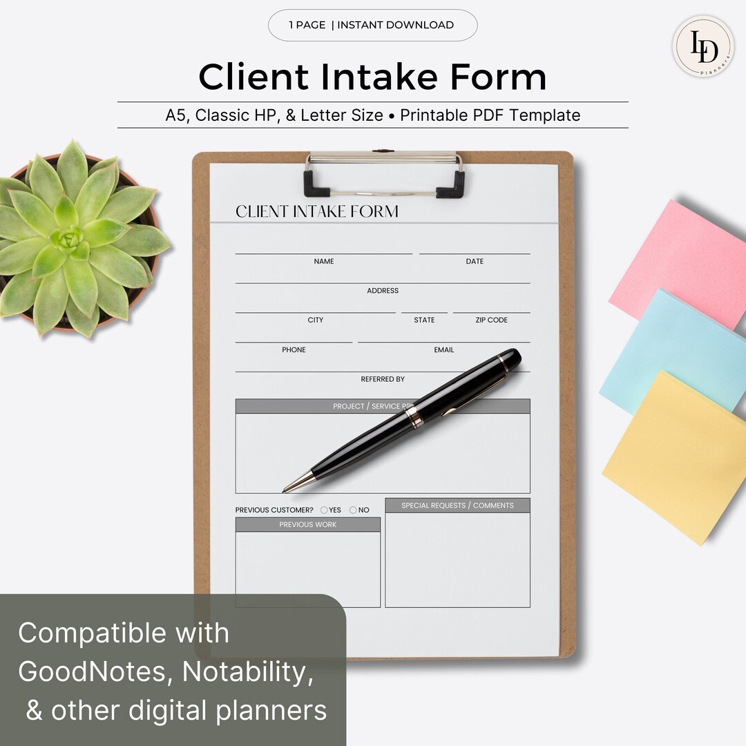 Client Intake Form | Small Business CRM System | Digital Planner Insert ...