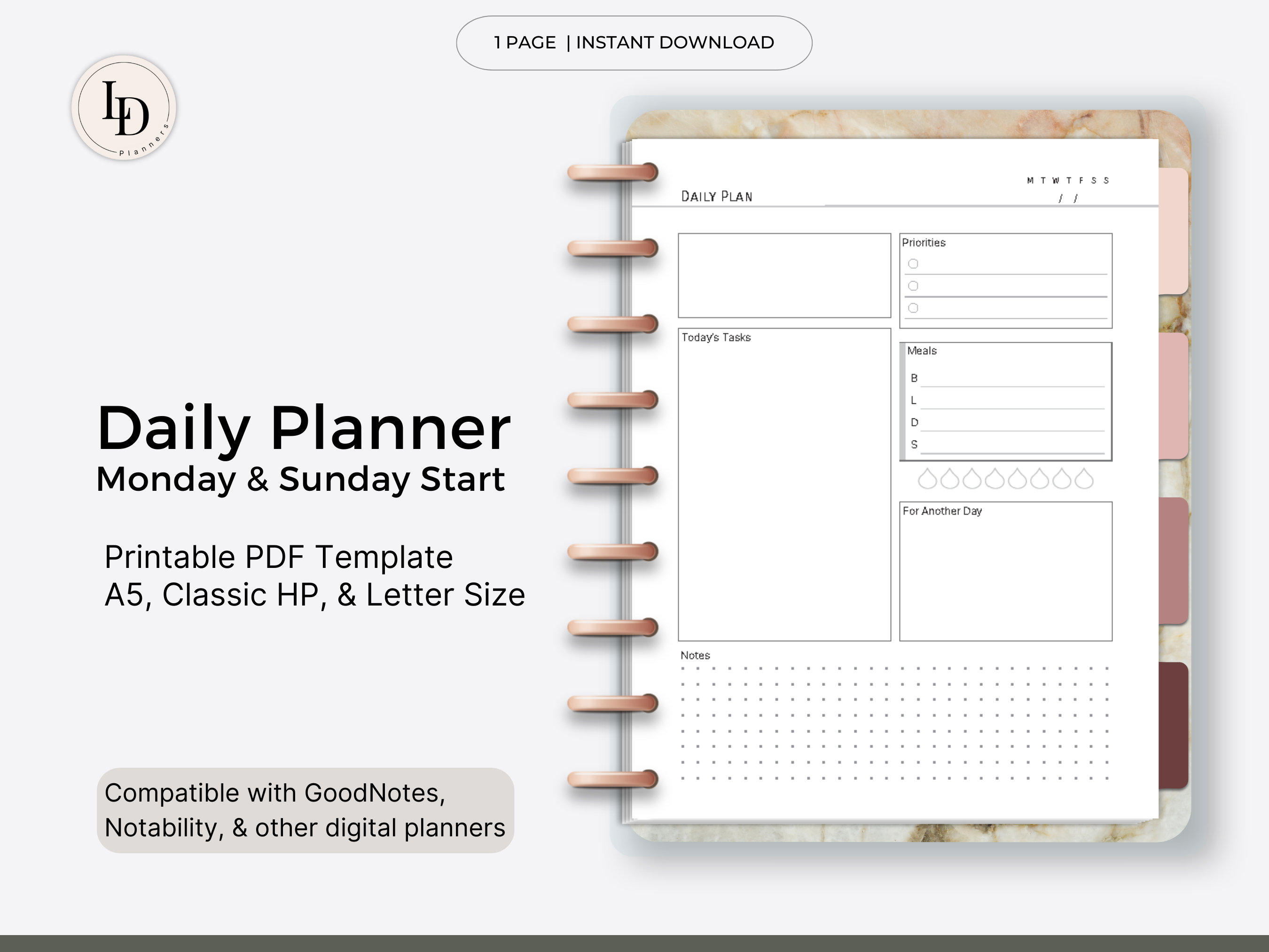 Daily Planner Inserts printable PDF Template - Etsy