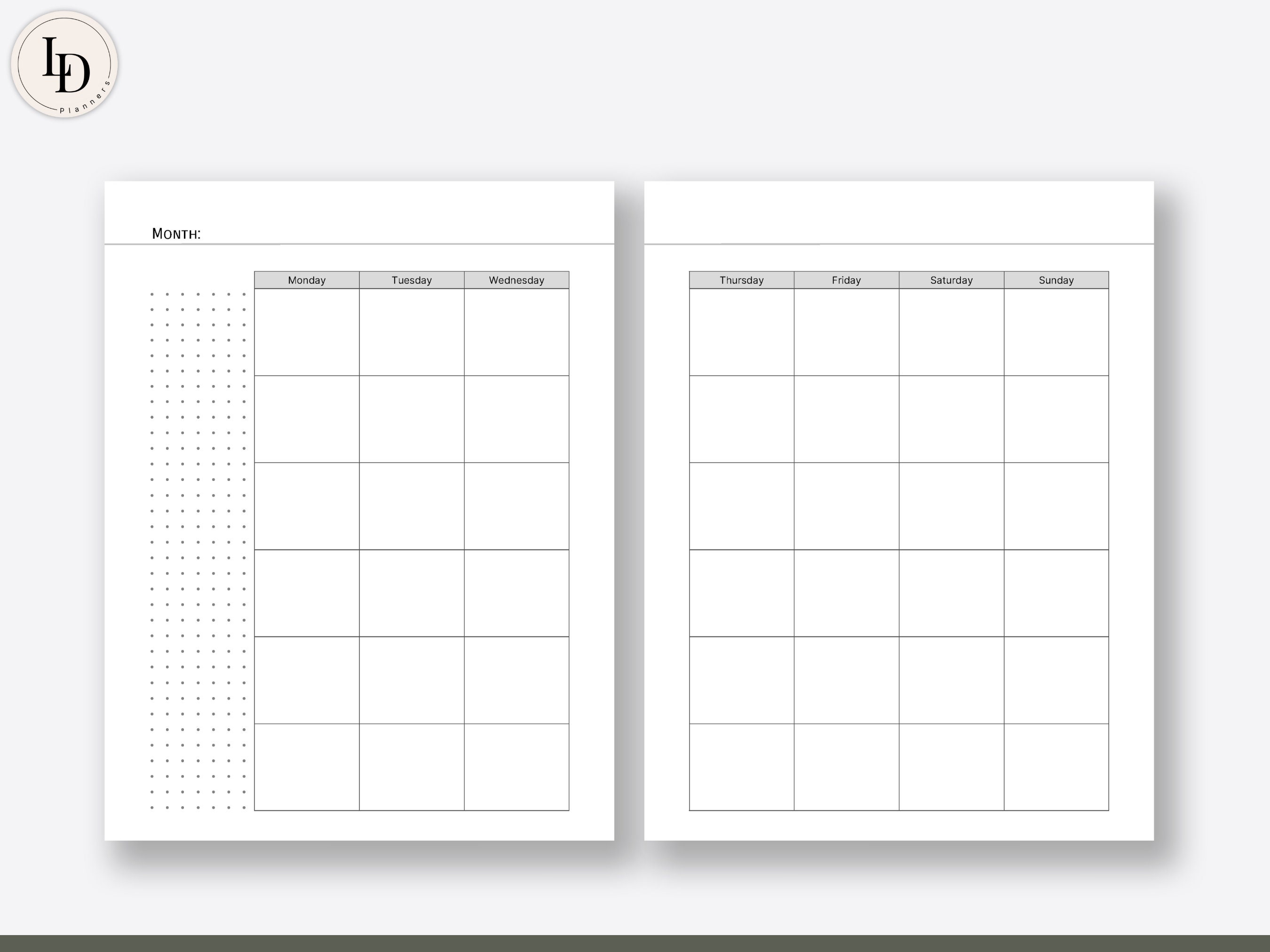 Monthly Planner Insert, 2 Page Spread printable PDF Template - Etsy