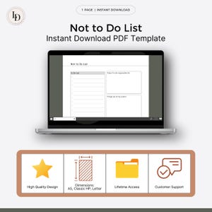 Not to Do List, Planner Insert (printable PDF Template) - Etsy
