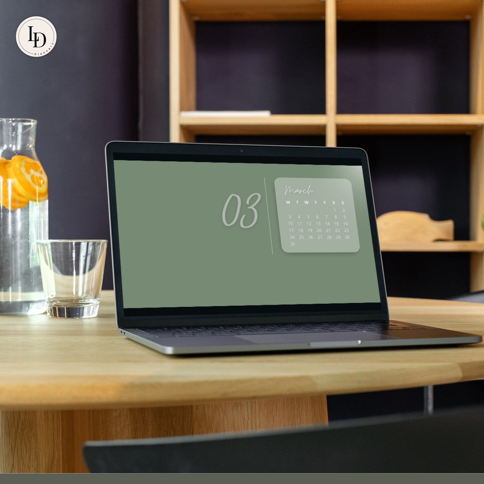 2024-2025 Green Desktop Wallpaper | Minimalist Monthly Calendar (monday ...