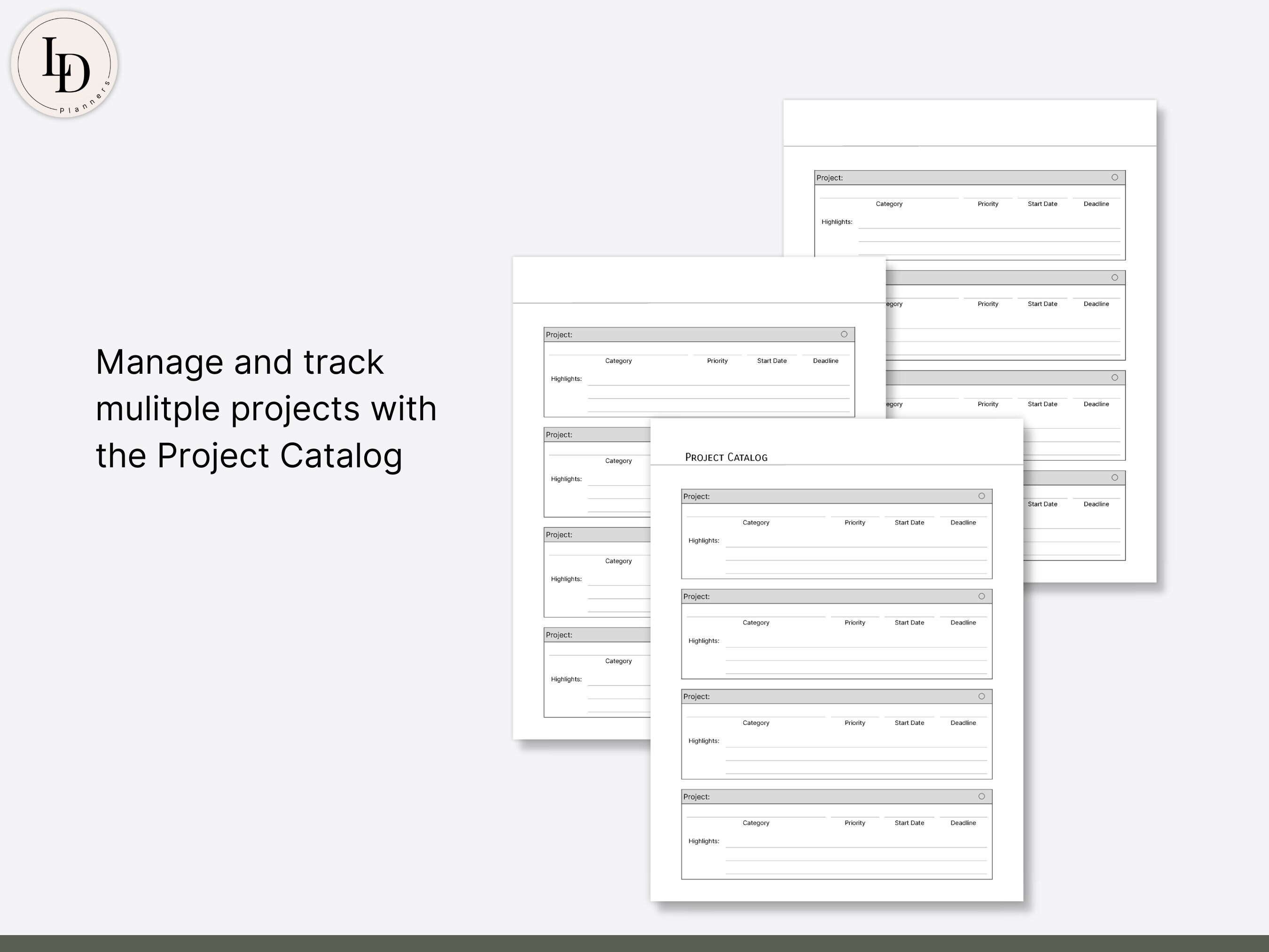 Project Catalog Summarized Project Tracker Productivity Planner Insert ...