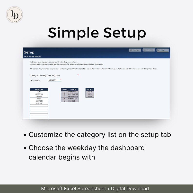 Master To-do List & Interactive Dashboard | Digital Planner | Simple ...