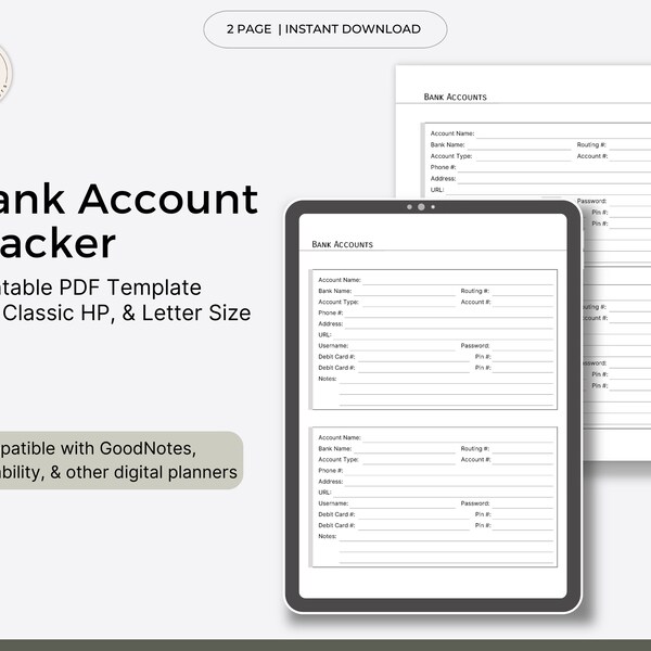 Bank Account Tracker - Etsy