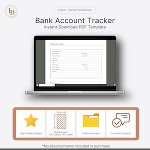 Bank Account Tracker, Financial Planner Insert | Printable PDF Template ...