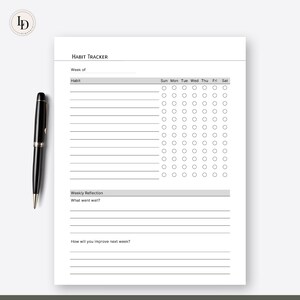 Weekly Habit Tracker, Monday and Sunday Start, Functional Planner ...