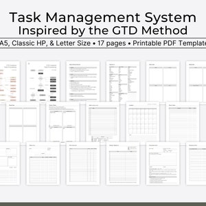 GTD Inspired Task Management System, Productivity Planner Insert ...