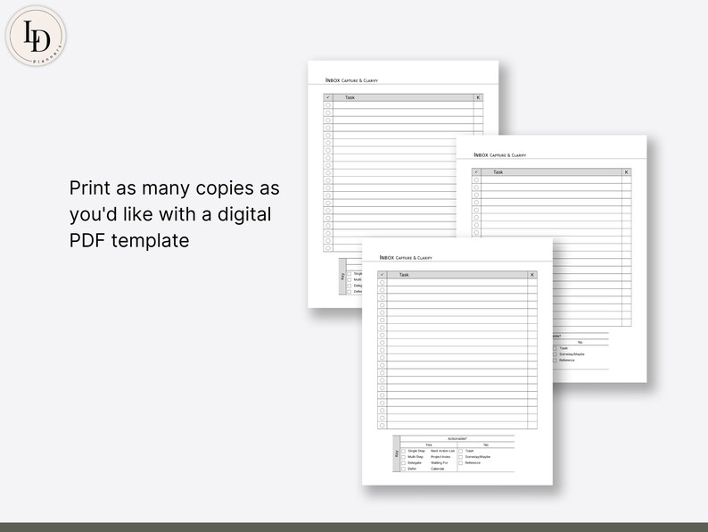 Inbox: Capture & Clarify, GTD Inspired Productivity Planner Inserts ...