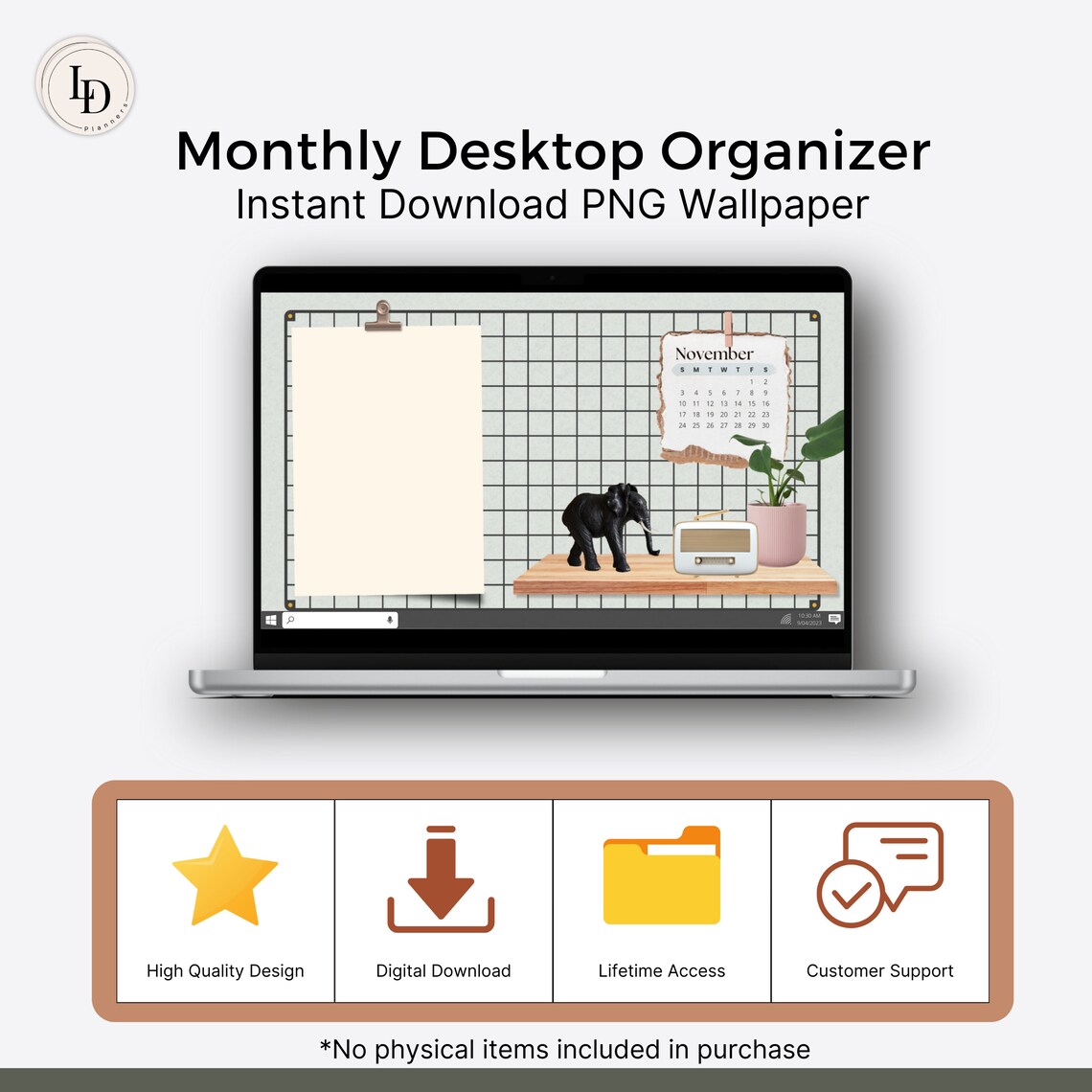 Modern Wire Mesh Board Desktop Organizer 2023-2024 Minimalist Monthly ...