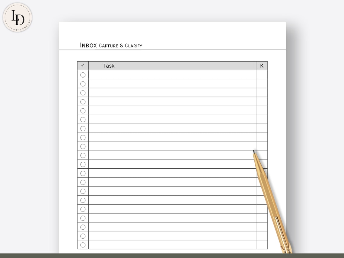 Inbox: Capture & Clarify GTD Inspired Productivity Planner - Etsy
