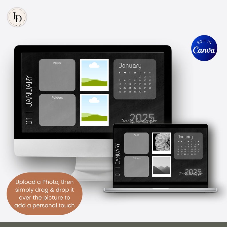 2024-2025 Black & White Desktop Organizer (18 Months) | Minimalist ...