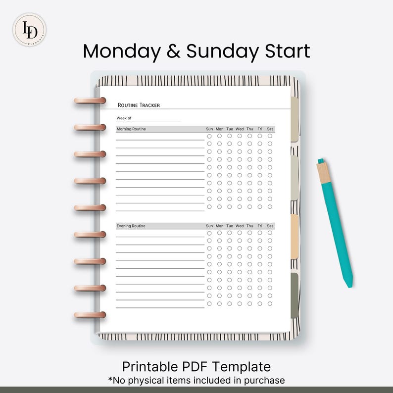 Morning & Evening Routine, Intentional Planning Insert | Minimalist ...