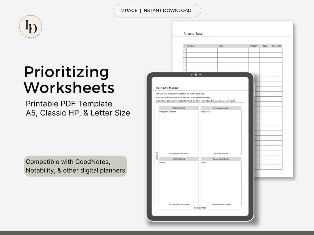Prioritizing Worksheets Productivity Planner Inserts - Etsy