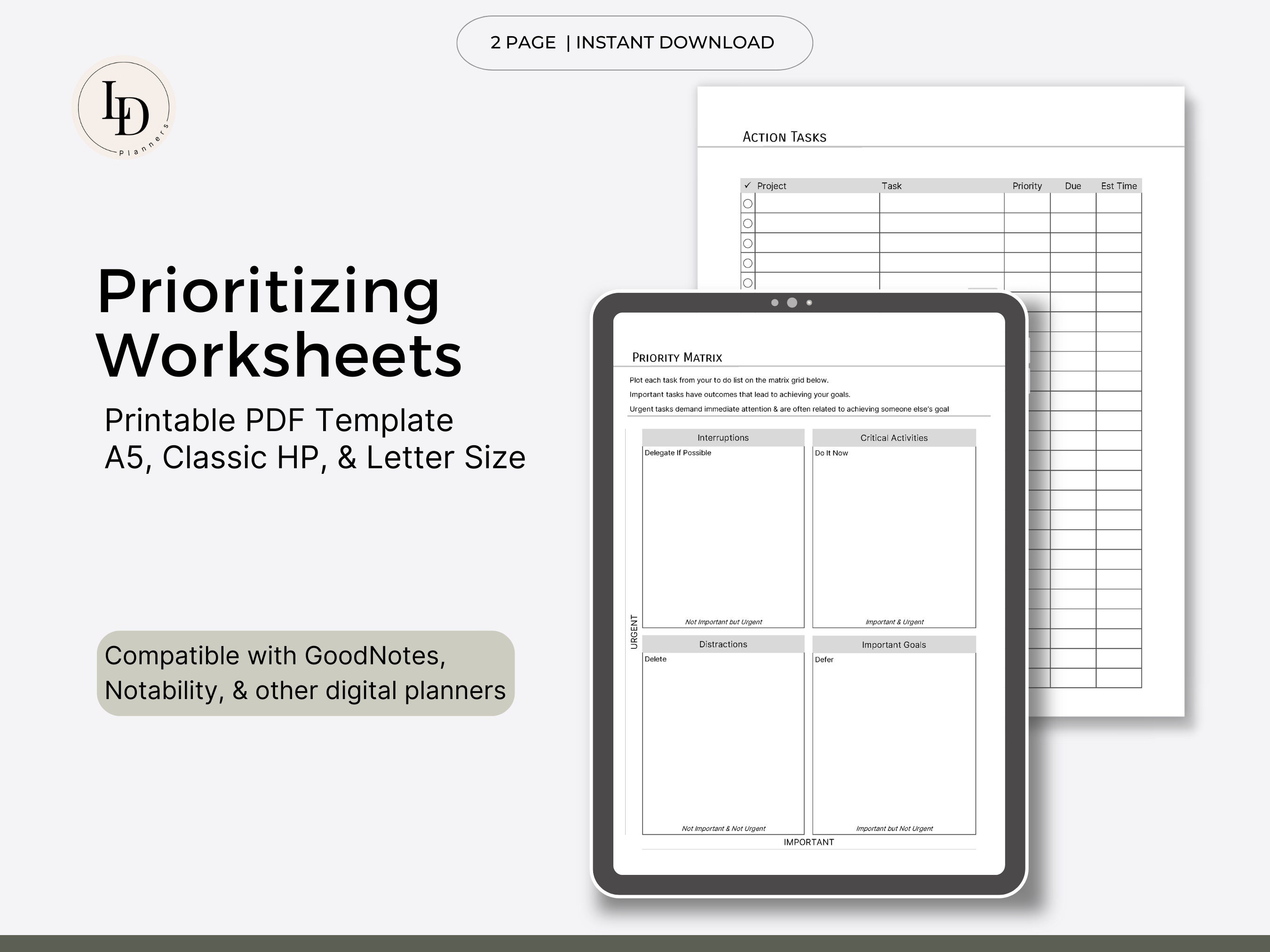 Prioritizing Worksheets Productivity Planner Inserts - Etsy