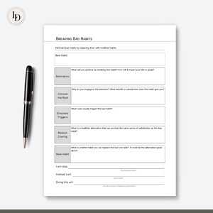 Breaking Bad Habits Worksheet, Digital Planner Insert (printable PDF ...
