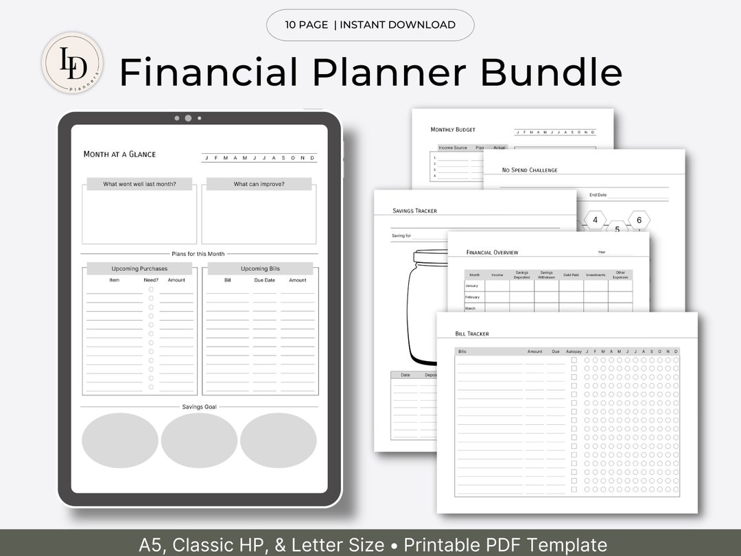 Financial Planner Basics | Printable PDF Template | Digital Download - Etsy