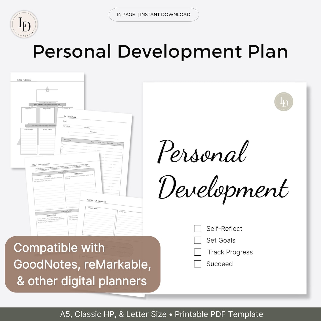 Personal Development Plan, Digital Planner Insert (printable PDF ...