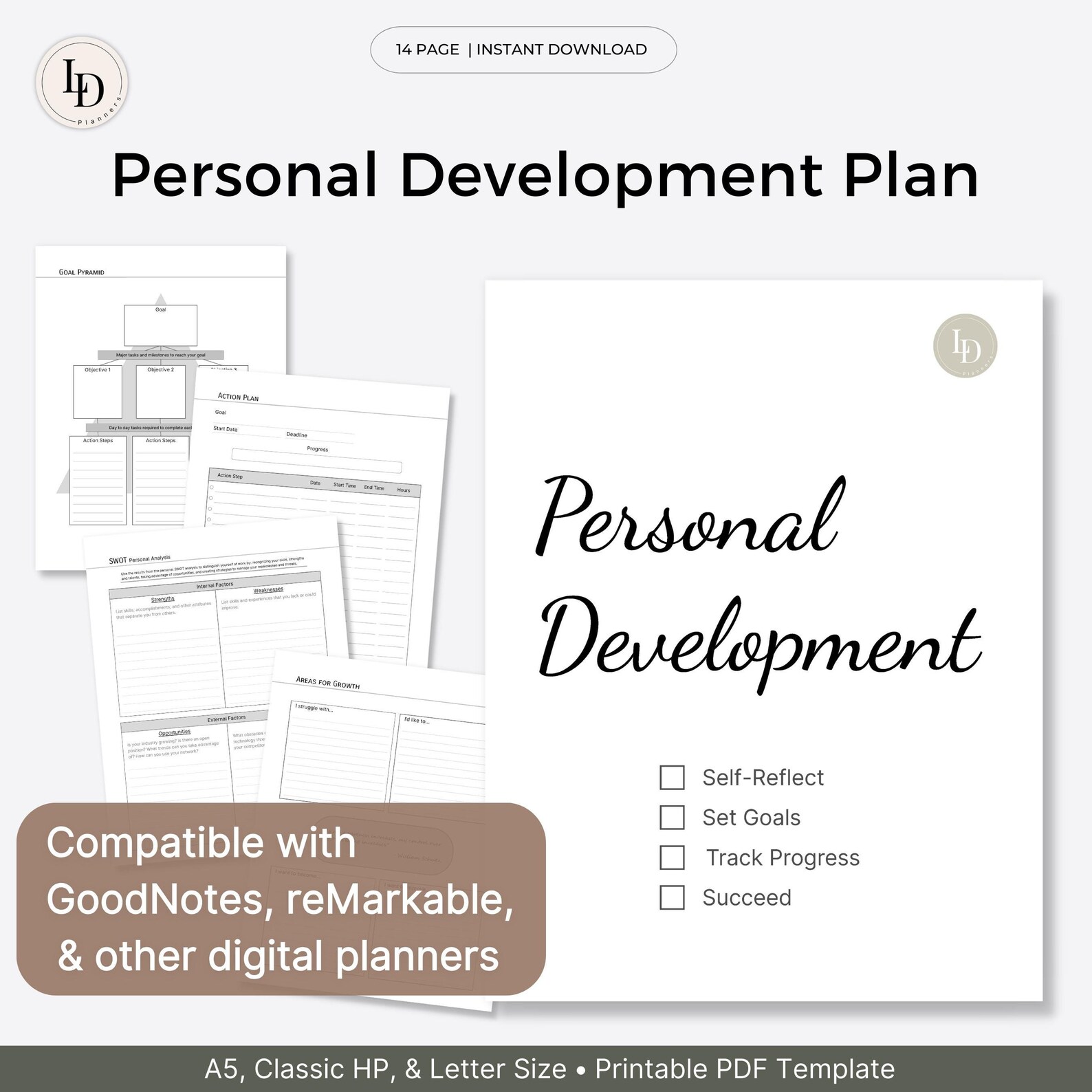 Personal Development Plan, Digital Planner Insert (printable PDF ...