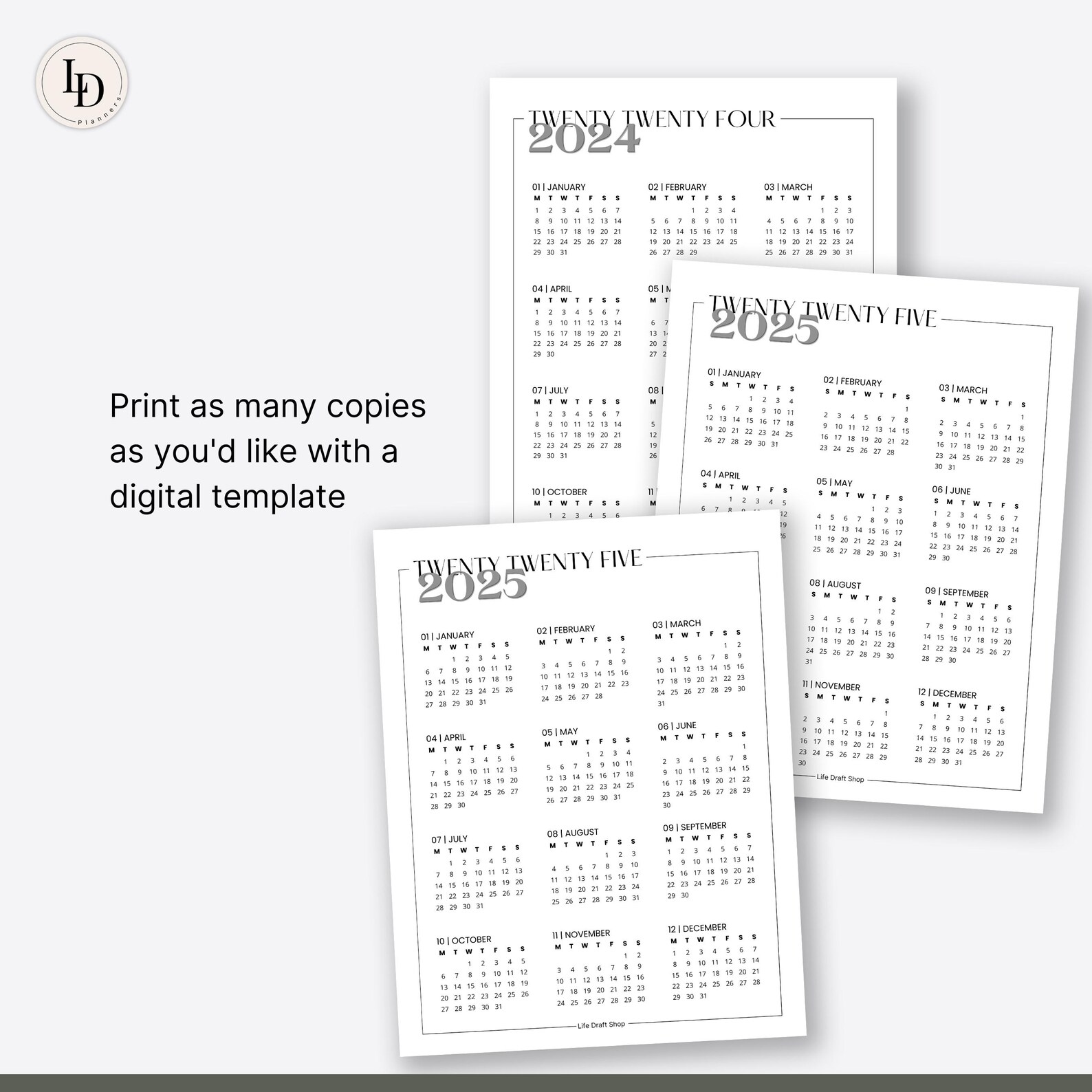 2025 Minimalist Year at a Glance, Dated Calendar Full-year Overview ...