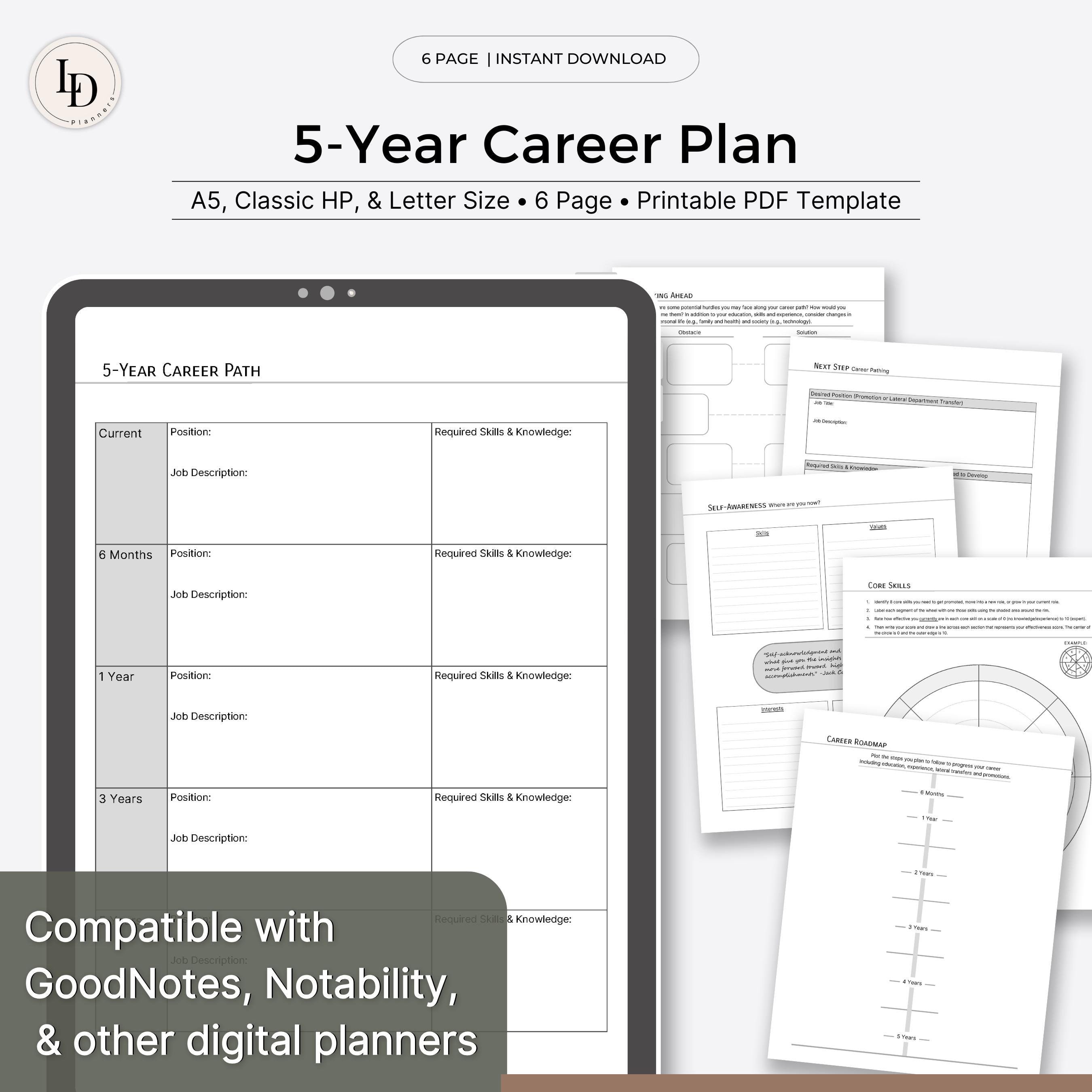 5-year Career Plan | Professional Development Worksheets | Digital ...