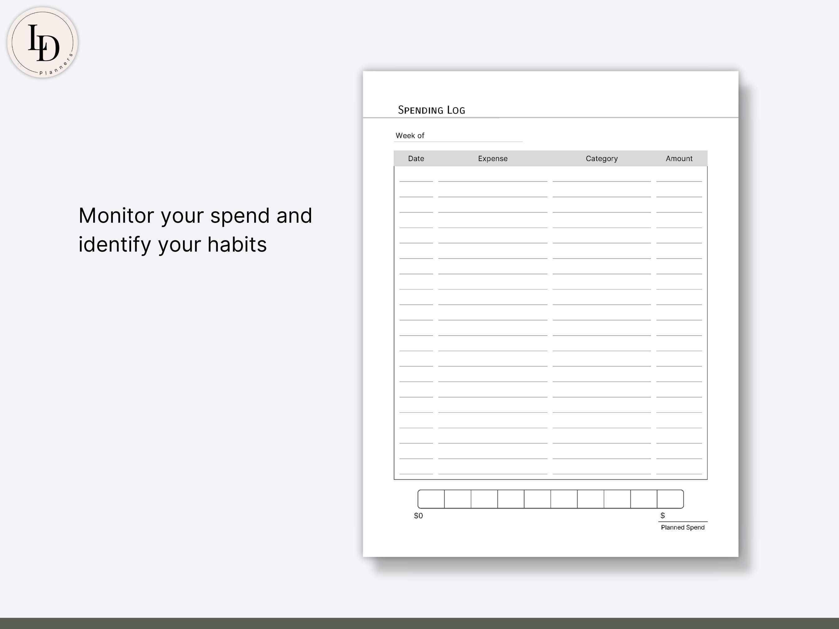 Spending Log | Expense Tracker, Financial Planner Insert (printable PDF ...