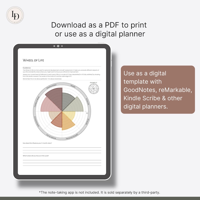 Life Vision & Wheel of Life, Self-assessment Worksheet (printable PDF ...