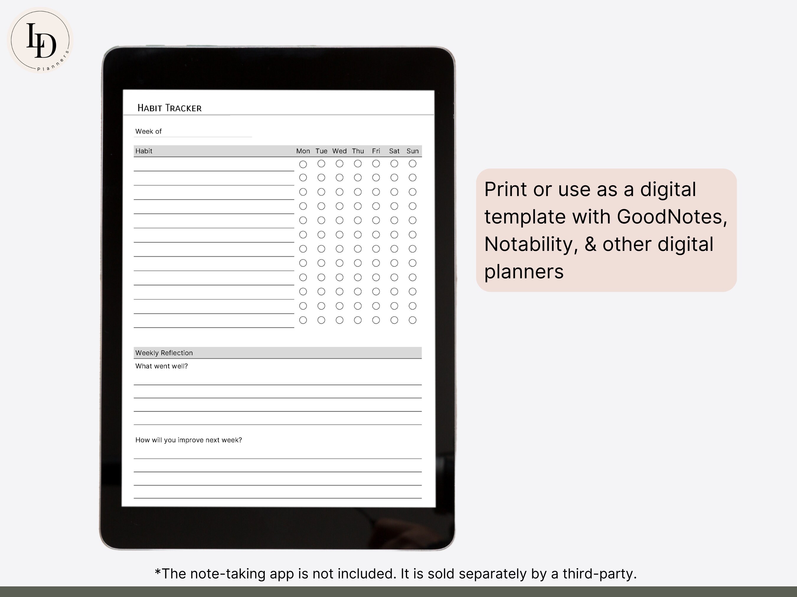 Weekly Habit Tracker, Monday and Sunday Start, Functional Planner ...