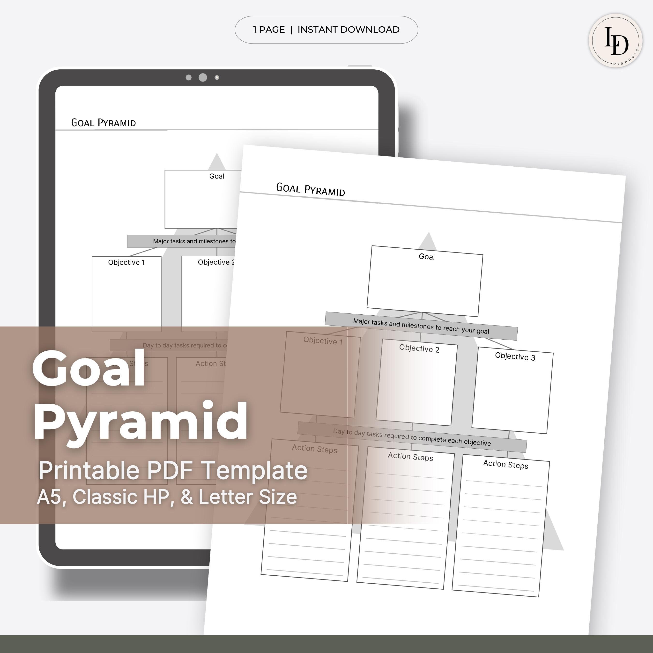 Goal Pyramid, Digital Planner Insert (printable PDF Template) - Etsy