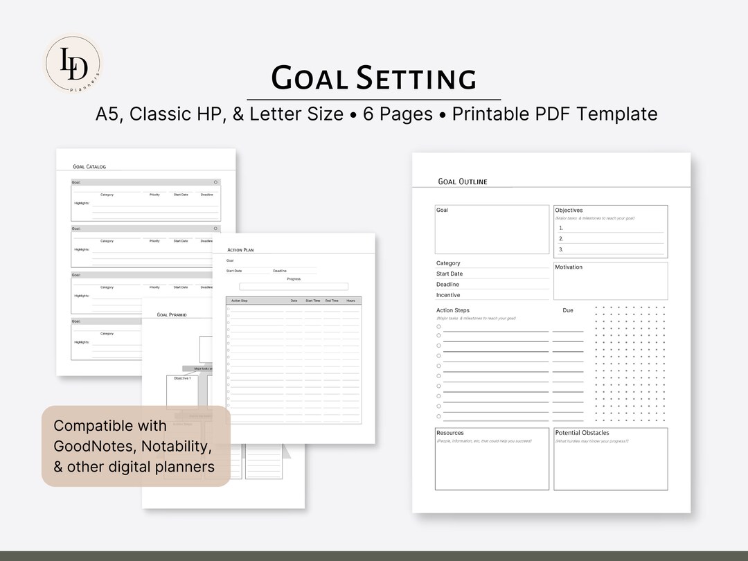 Goal Setting Kit printable PDF Template - Etsy Hong Kong