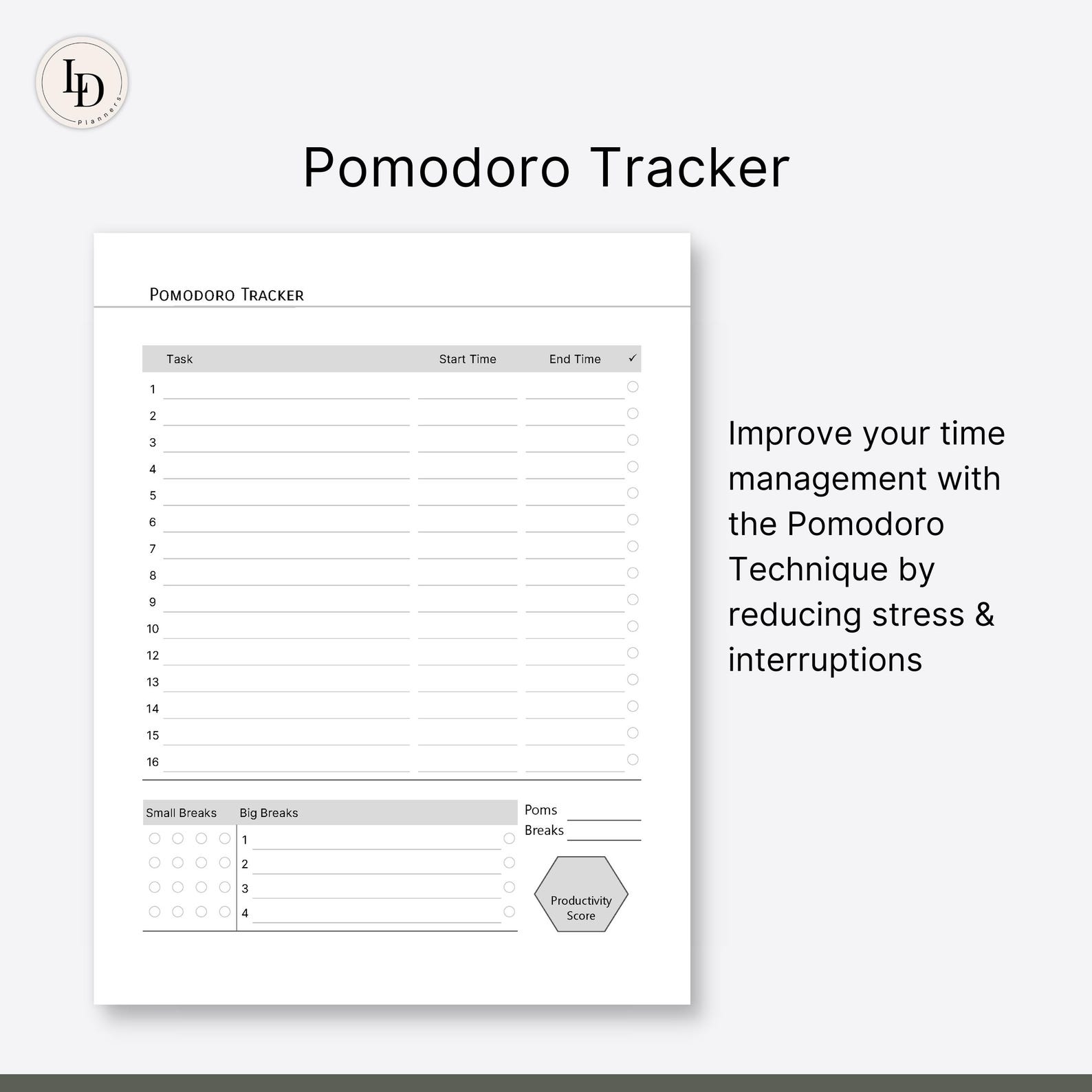 Pomodoro Tracker, Time Management Planner Insert (printable PDF ...